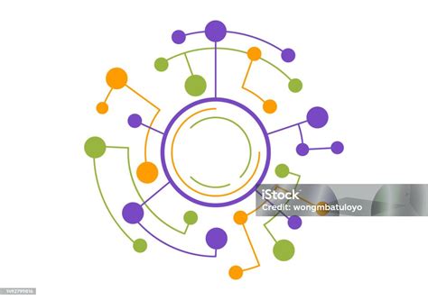 Abstract Social Network Vector Illustration With Polygonal Circles