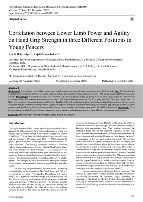 pdf lower limb power and grip strength in fencing