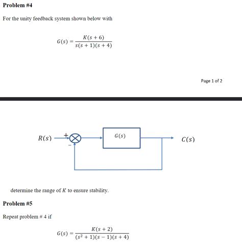 Solved For The Unity Feedback System Shown Below With Chegg Com