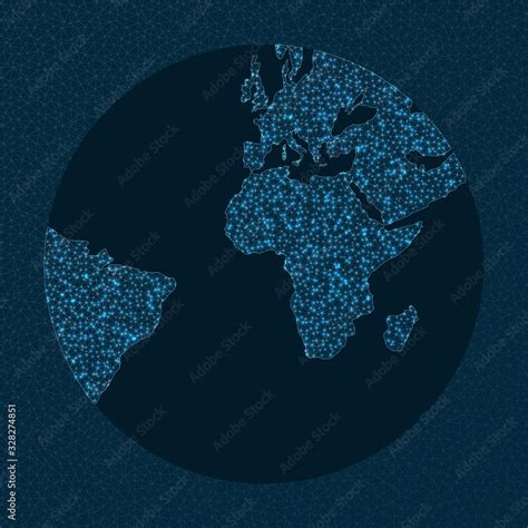 Network Map Of The World Gnomonic Projection World Network Superb Connections Map Vector