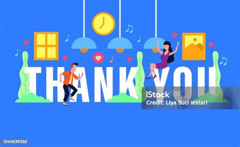 감사합니다 텍스트 기호 배너 프리젠 테이션 전단지를위한 디자인 소셜 미디어 계정 축하합니다 파란색 배경과 행복한 기쁨 감사에