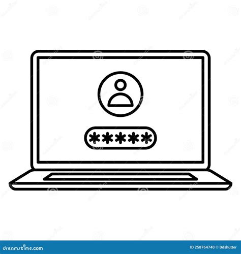 Flat Line Icon Concept Of Laptop With Password Notification Concept Of Security Personal