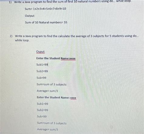 Solved 1 Write A Java Program To Find The Sum Of First 10