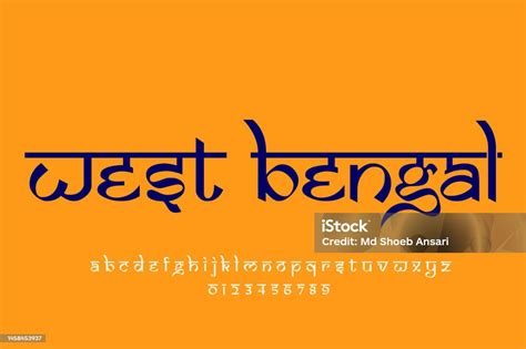 인도 주 서부 벵골 텍스트 디자인 인도 스타일의 라틴 글꼴 디자인 Devanagari에서 영감을 받은 알파벳 문자 및 숫자 삽화
