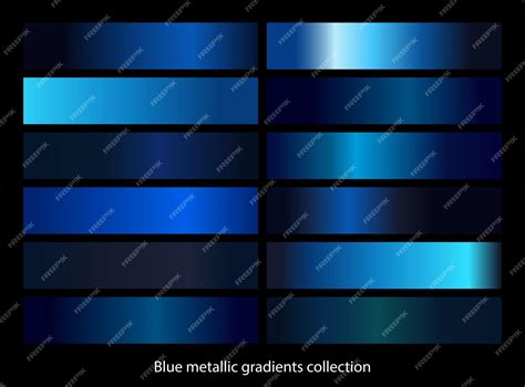 Premium Vector Blue Metallic Gradient Template Set Vector Blue Metal