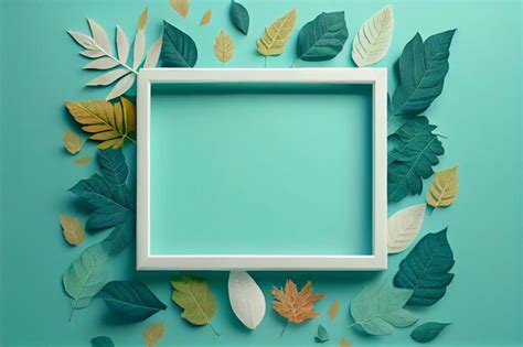 Premium Ai Image Blank Frame For Text With Leaves Surrounding