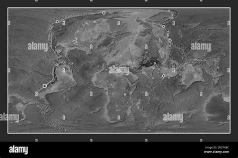 Aegean Sea Tectonic Plate On The Grayscale Elevation Map In The Patterson Cylindrical Oblique
