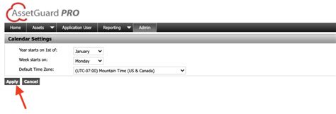 Set Time Zone Assetguard Pro