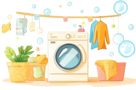 Clip Art Of A Laundry Room With A Washing Machine Clothesline And Soapy