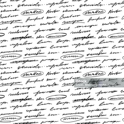 Seamless Poetry Pattern With Handwritten Unreadable Text Stock