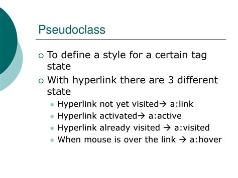 Cascading Style Sheet List Properties Box Properties Pseudoclass Ppt