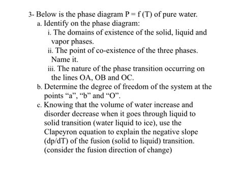 Solved Below Is The Phase Diagram P F T Of Pure Water Chegg
