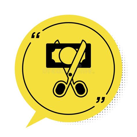 Black Scissors Cutting Money Icon Isolated On White Background Price Cost Reduction Or Price