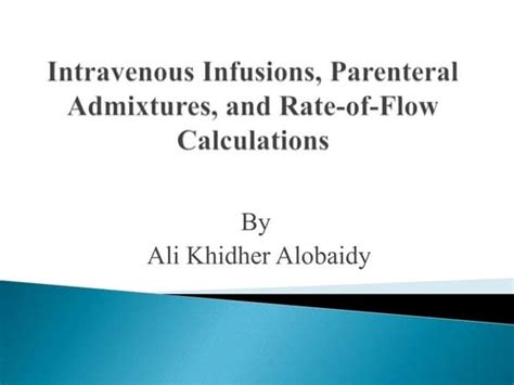 Intravenous Fluid Computations Ppt