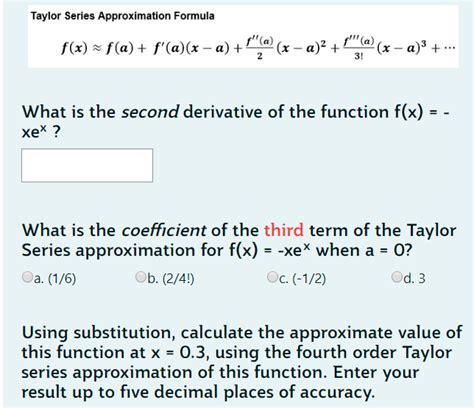 Solved Taylor Series Approximation Formula Fx ≈ ƒa