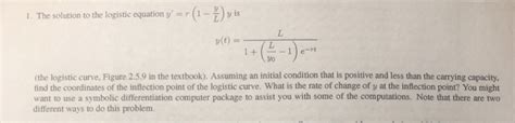 Solved 1 The Solution To The Logistic Equation Y R 1 Y