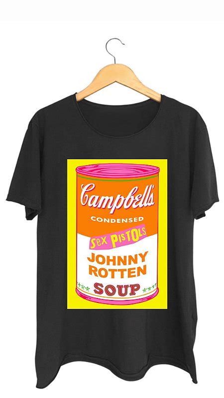 Camiseta Campbells Sex Pistols 100 Algodão Corte A Fio Preta Beatshirts