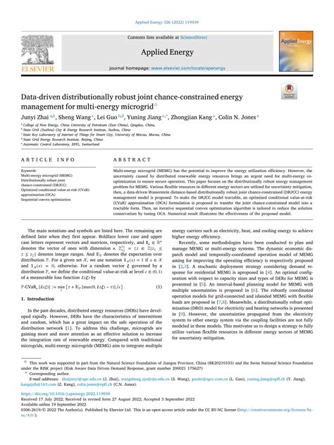 PDF Data Driven Distributionally Robust Joint Chance Constrained Energy Management For Multi