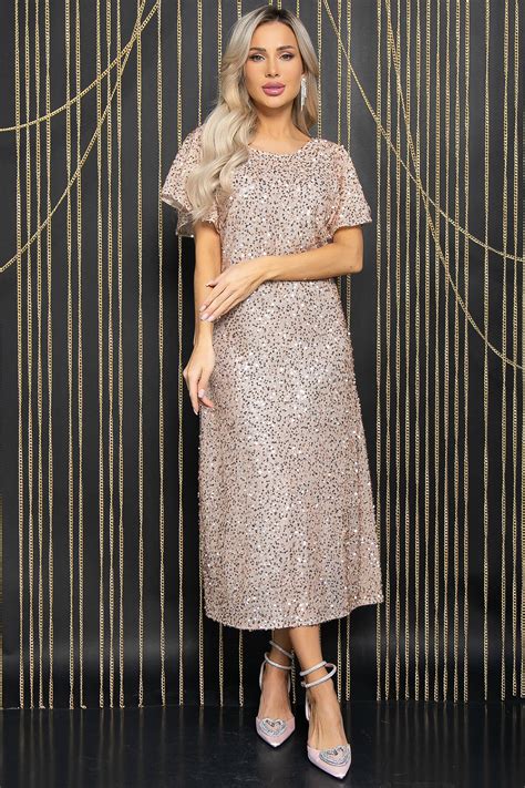 Платье бежевое с пайетками Taiga-П11885 цена-4729 р. купить в интернет ...