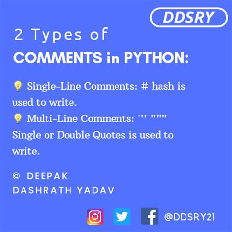 Ddsry ︎2 Types Of Comments In Python Programming ︎