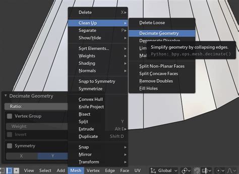 modeling decimate selection down to a specific vertex count blender