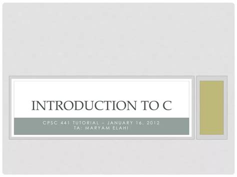 PPT Introduction To C PowerPoint Presentation Free Download ID 1963689