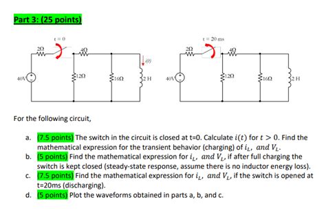 Solved Part Points For The Following Circuit A Chegg Com