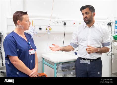 First Minister Humza Yousaf Meets Surgical Skin Nurse Practitioner Kristen Easson During A Visit