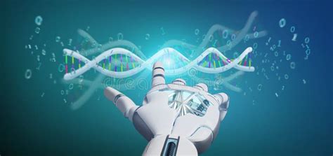 data coded dna with binary file around 3d rendering stock illustration