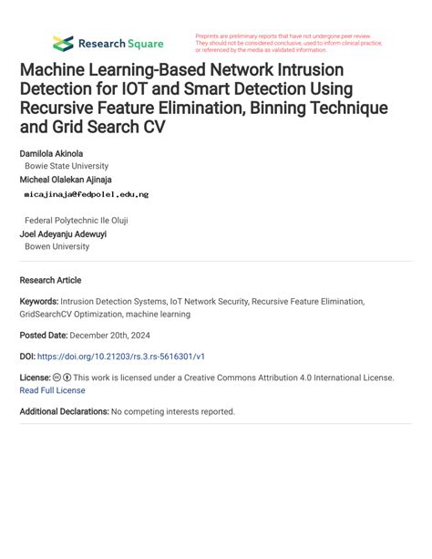 Pdf Machine Learning Based Network Intrusion Detection For Iot And