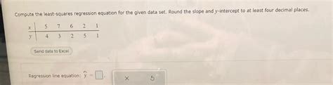 Solved Compute The Least Squares Regression Equation For The