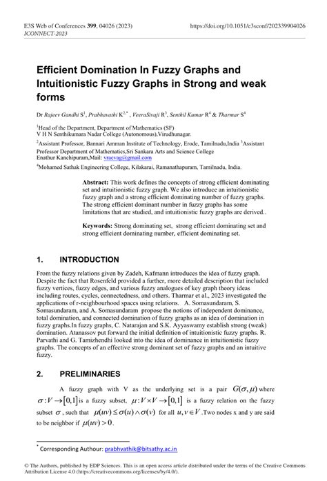 pdf efficient domination in fuzzy graphs and intuitionistic fuzzy
