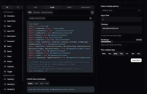shadcn form builder with zod and react hook form