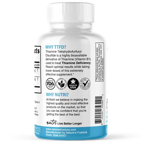 Nutri Ttfd Thiamine B1 Supplement 100mg 60 Servings