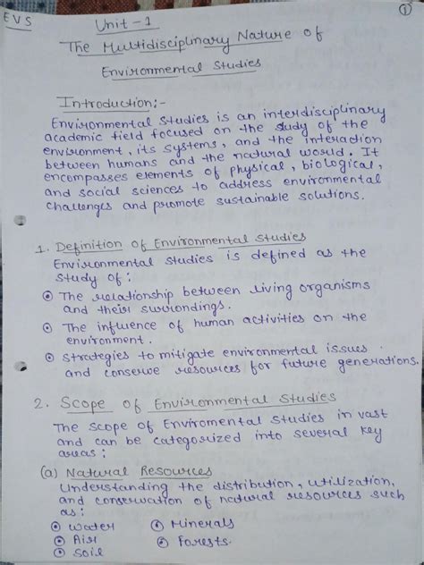 Environmental Science Unit 1 Short Notes Pdf