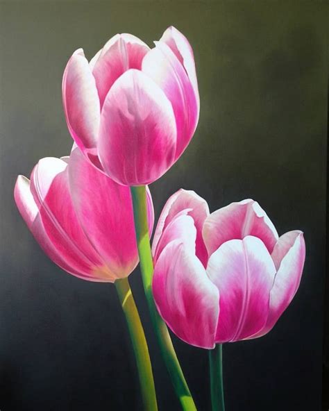 Vibrant Pink Tulip Painting