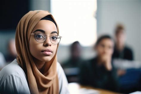 Premium Ai Image Shot Of A Young Woman Sitting In Class At University