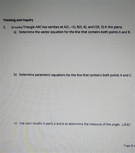solved 6 marks find the vector equation of a plane a