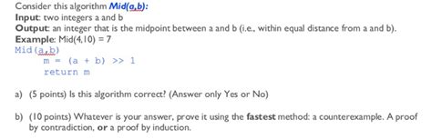 Solved Consider This Algorithm Midab Input Two Integers