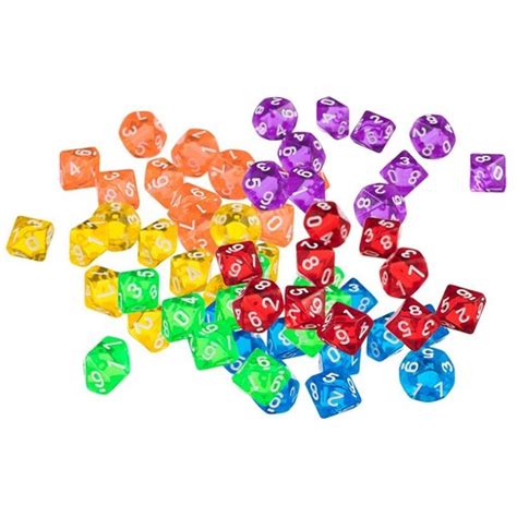 60 Stück Acryl Polyedrische Würfel Set D10 Würfel Dice Spielwürfel Für