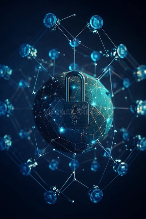 Global Net Security And Blockchain Network Concept With Digital Blue