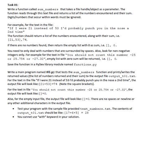 Solved The File Text Numbers Txt Includes This Text I Chegg Com