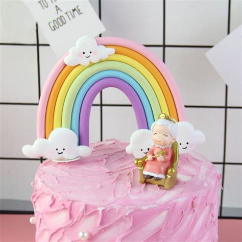 Rainbow Birthday Cake Topper Party Supplies With R Grandado