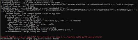 `environmenterror mysql config not found` when running pip install