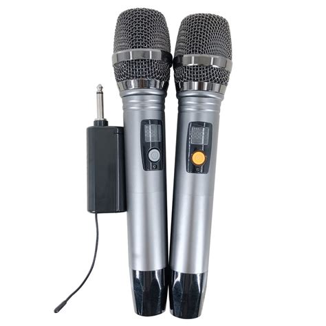 Wholesale Uhf Wireless Microphone Rechargeable Wireless 2pcs Microphone Metal Dual Handheld
