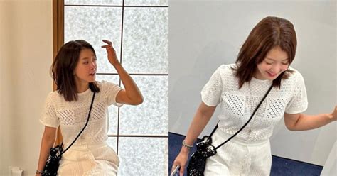 이시영 우아하고 고급스러운 화이트 레이스 롱스커트 패션 스타와 패션