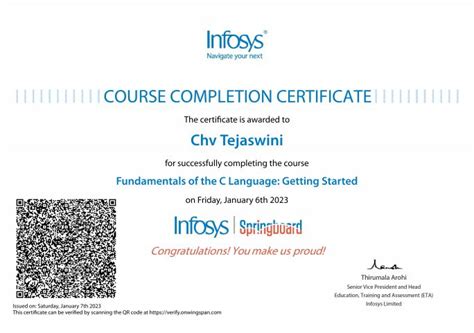 Chv Tejashwini On Linkedin Cprogramming Infosysspringboard