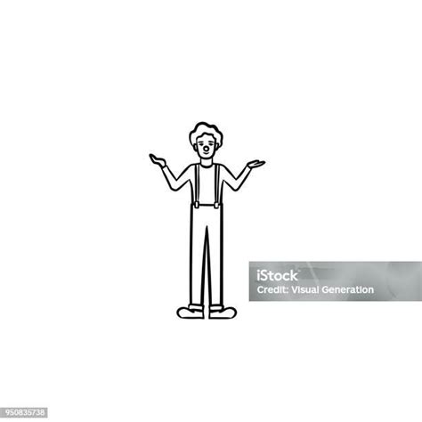 Clown Vu Jongler Avec Icône De Croquis Dessiné Main Compétences Vecteurs Libres De Droits Et