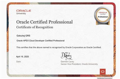 Oracleapex Oracle Oracledeveloper Apex Lowcode Oraclecertification Gokulraj Grs