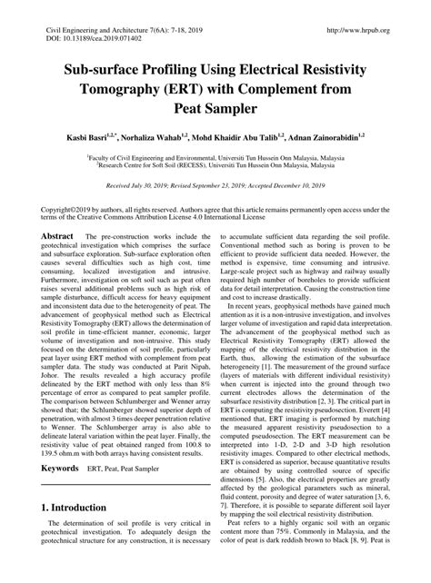 Pdf Sub Surface Profiling Using Electrical Resistivity Tomography